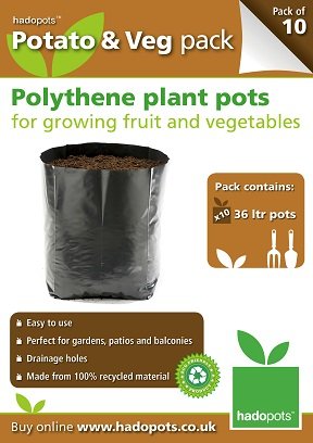 Polythene plant pots made from recycled polythene by Hadopots