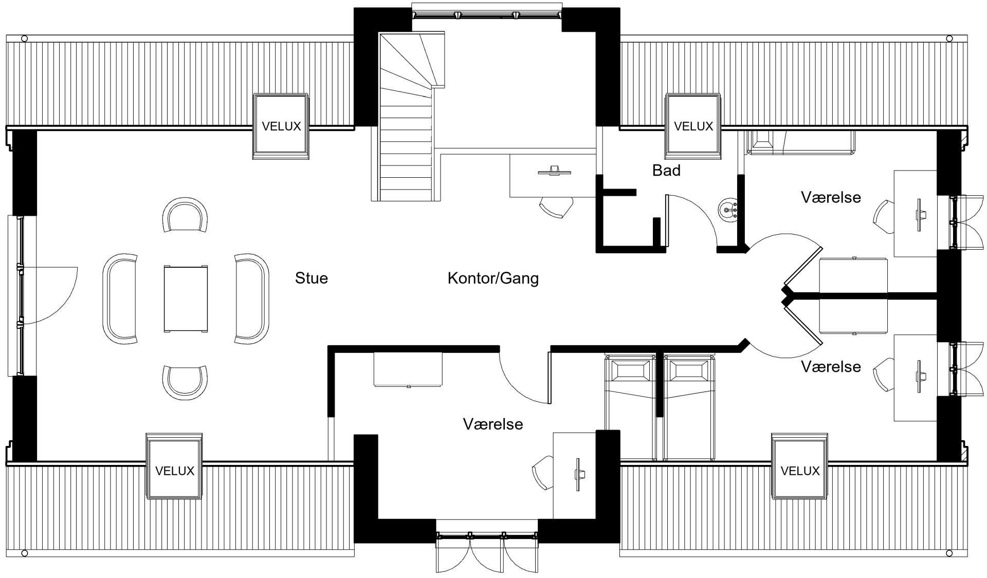 Arkitekt forslag T/148 tagetagehus med trempel - Jely Huse