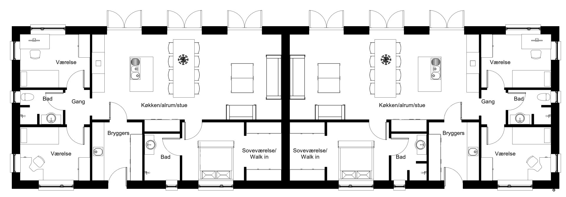 Arkitekt forslag DH 2 x 119 Længehus - Jely Huse
