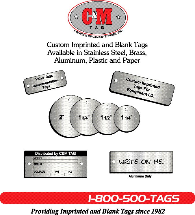 Custom or Blank Metal ID Tags | Charlotte, NC | C & M Enterprise, Inc.