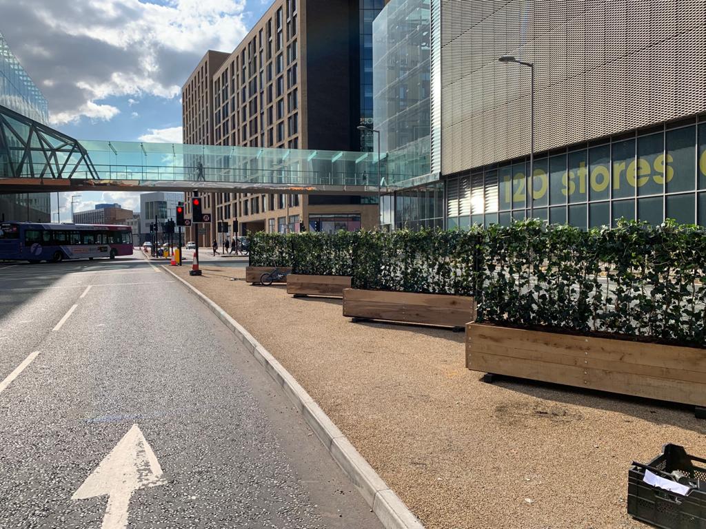 Hedera Screens provide Leicester with Social Distancing Greenery