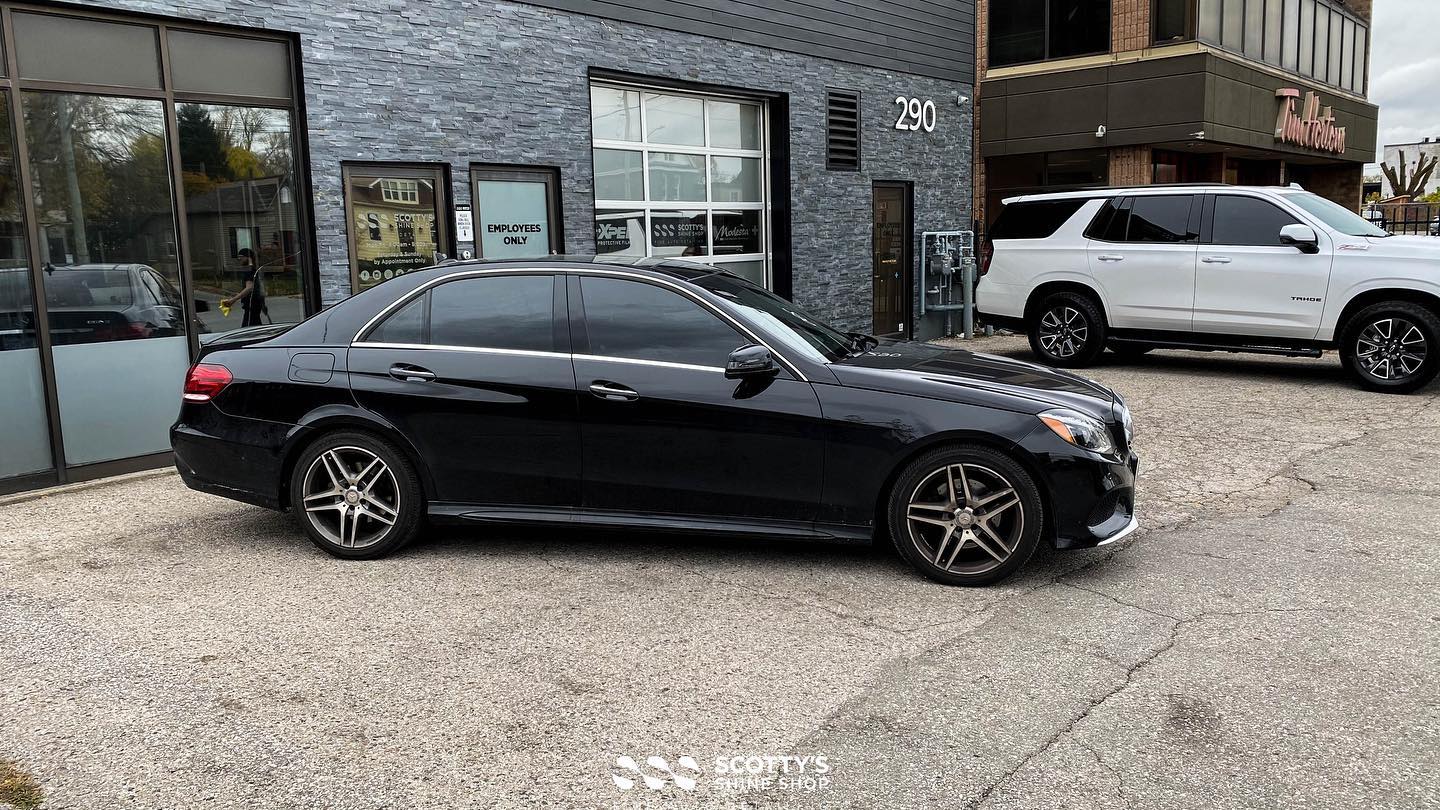 Mercedes E class at the shop for Xpel Prime XR ceramic window tint