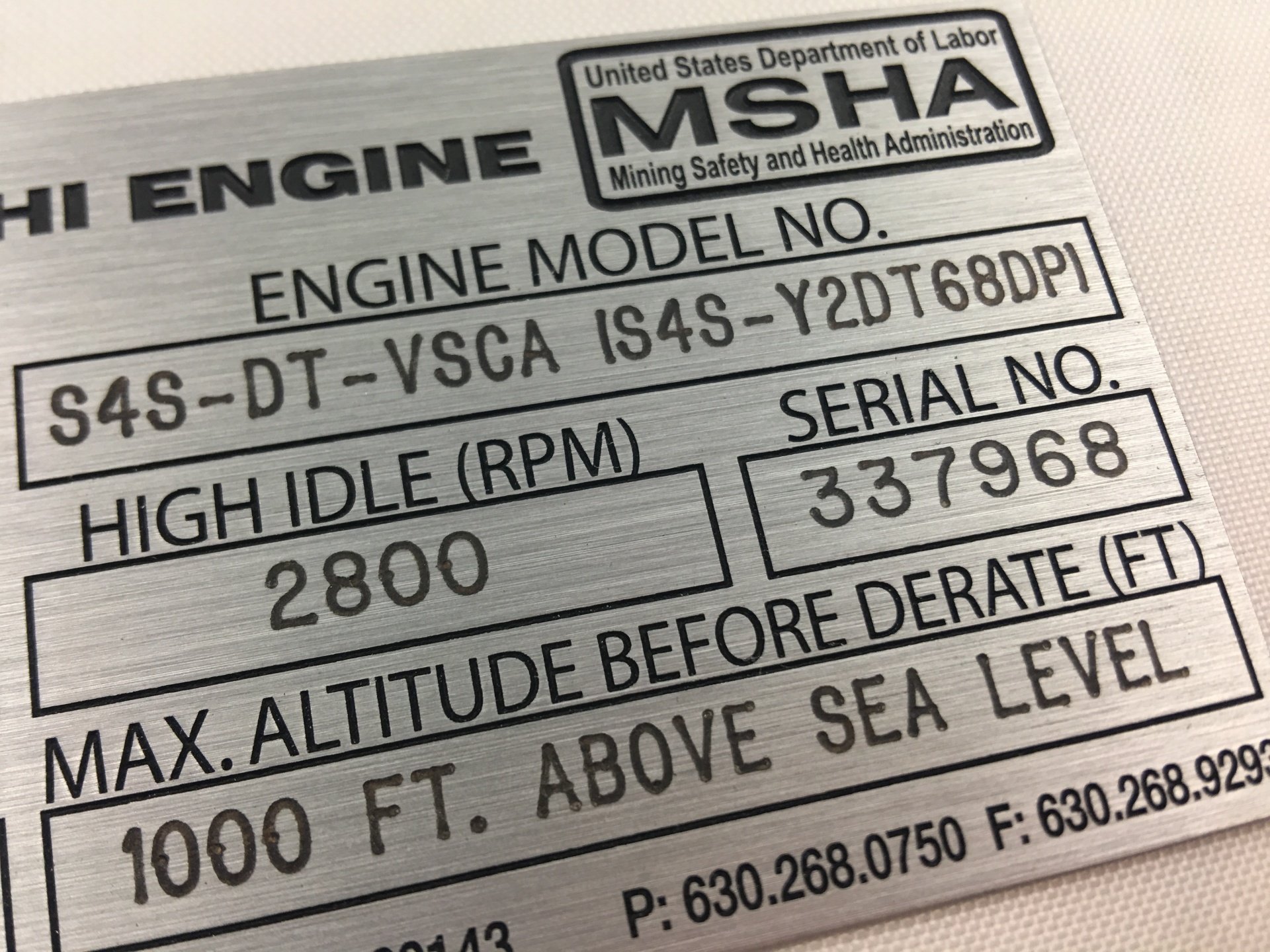 Engine Data | VisionMark Nameplate Company