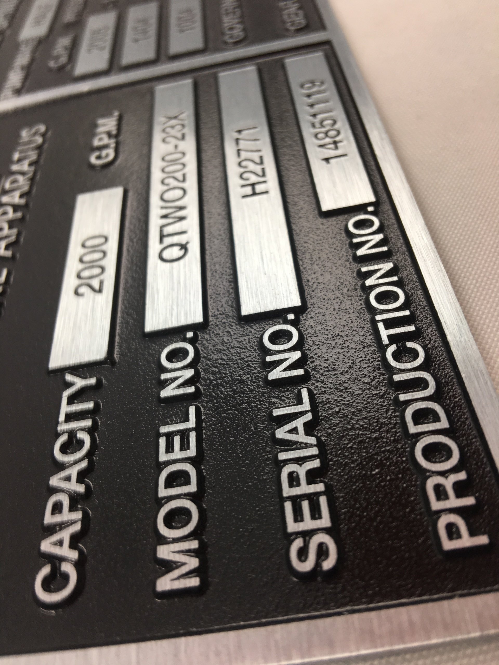 Model & Serial Number Tag | VisionMark Nameplate Company