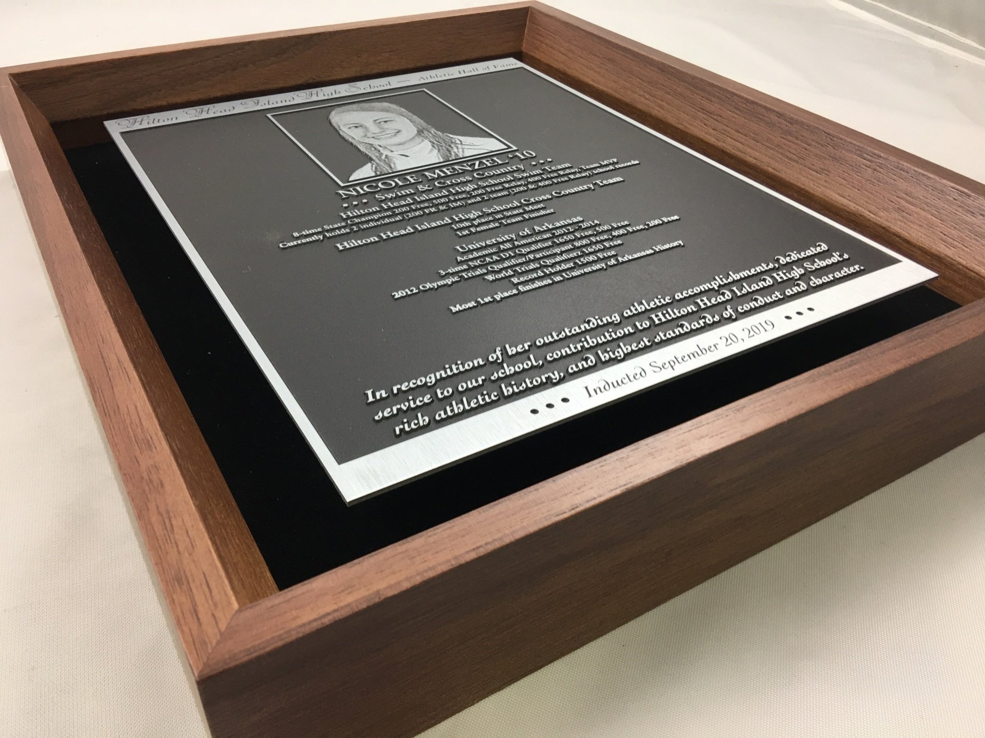Athletic HOF Shadow Plaque | VisionMark Nameplate Company