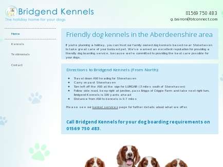 Dog kennel and boarding services in Stonehavem | Bridgend Kennels