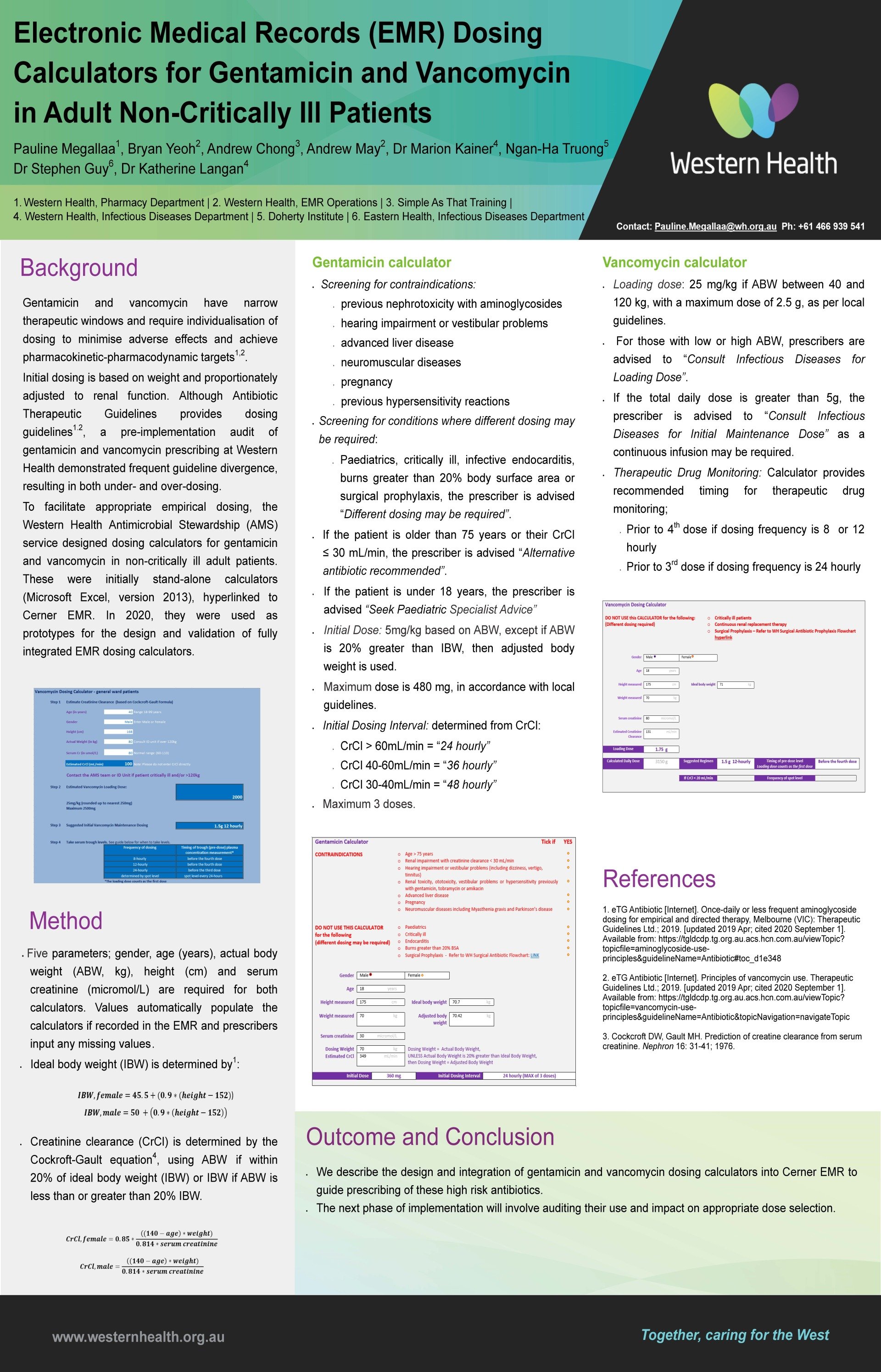 Electronic medical records (EMR) dosing calculators for gentamicin and ...