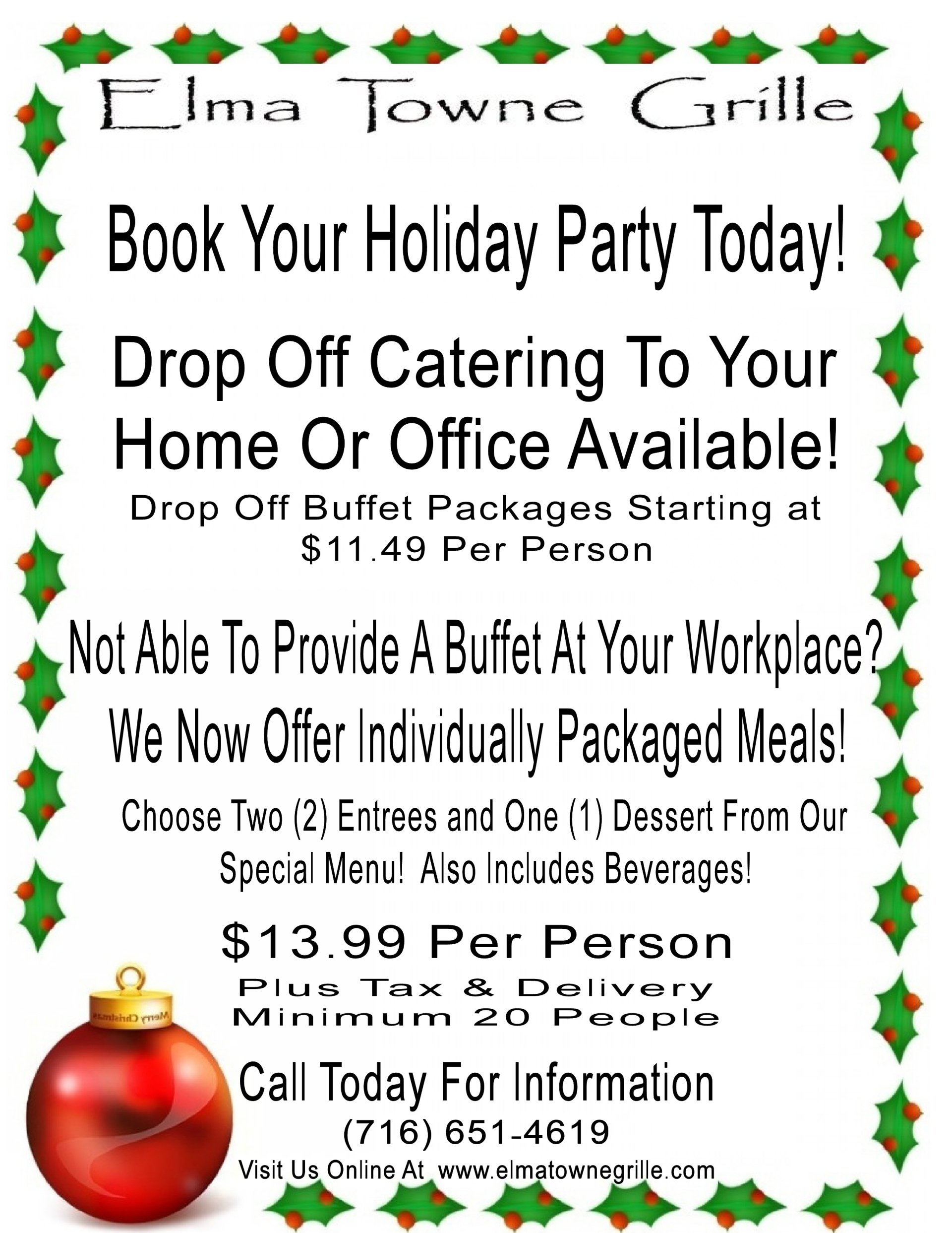 Elma Towne Grille | Buffalo, NY | Takeout Restaurant & Catering Service