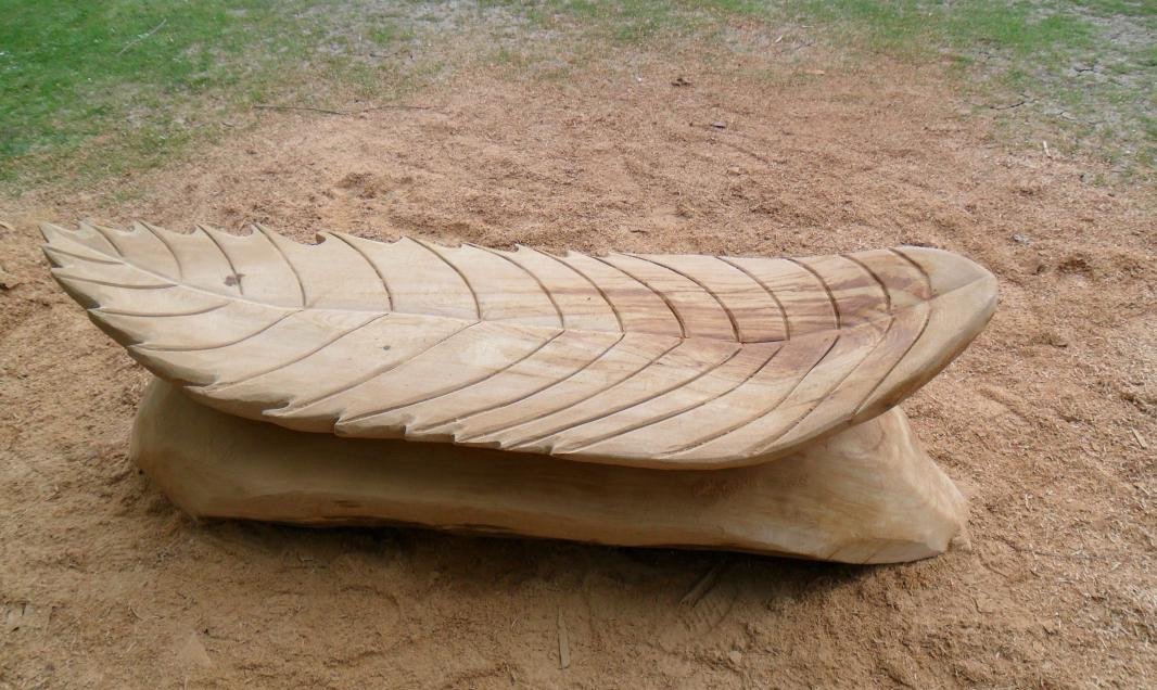 Outdoor benches and tree sculptures, Peter Leadbeater