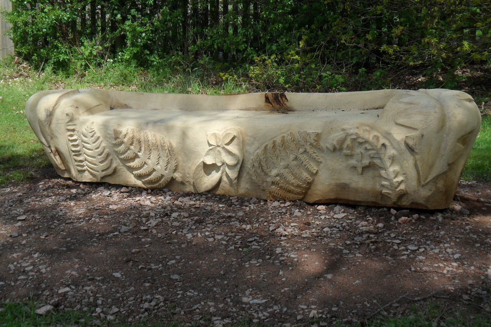 Outdoor benches and tree sculptures, Peter Leadbeater