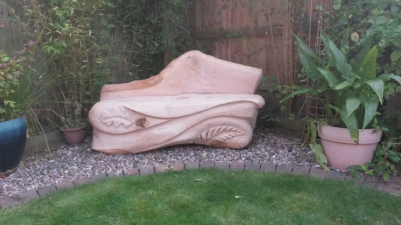 Outdoor benches and tree sculptures, Peter Leadbeater