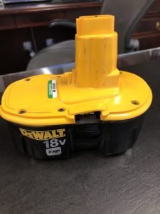 Cordless power tool battery catches on fire