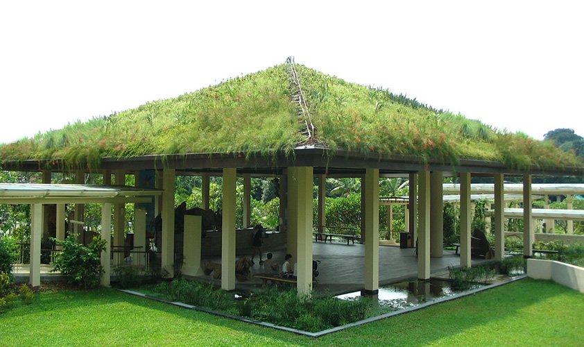 Green Pavillion, Singapore Botanic Gardens - Extensive pitched green roof