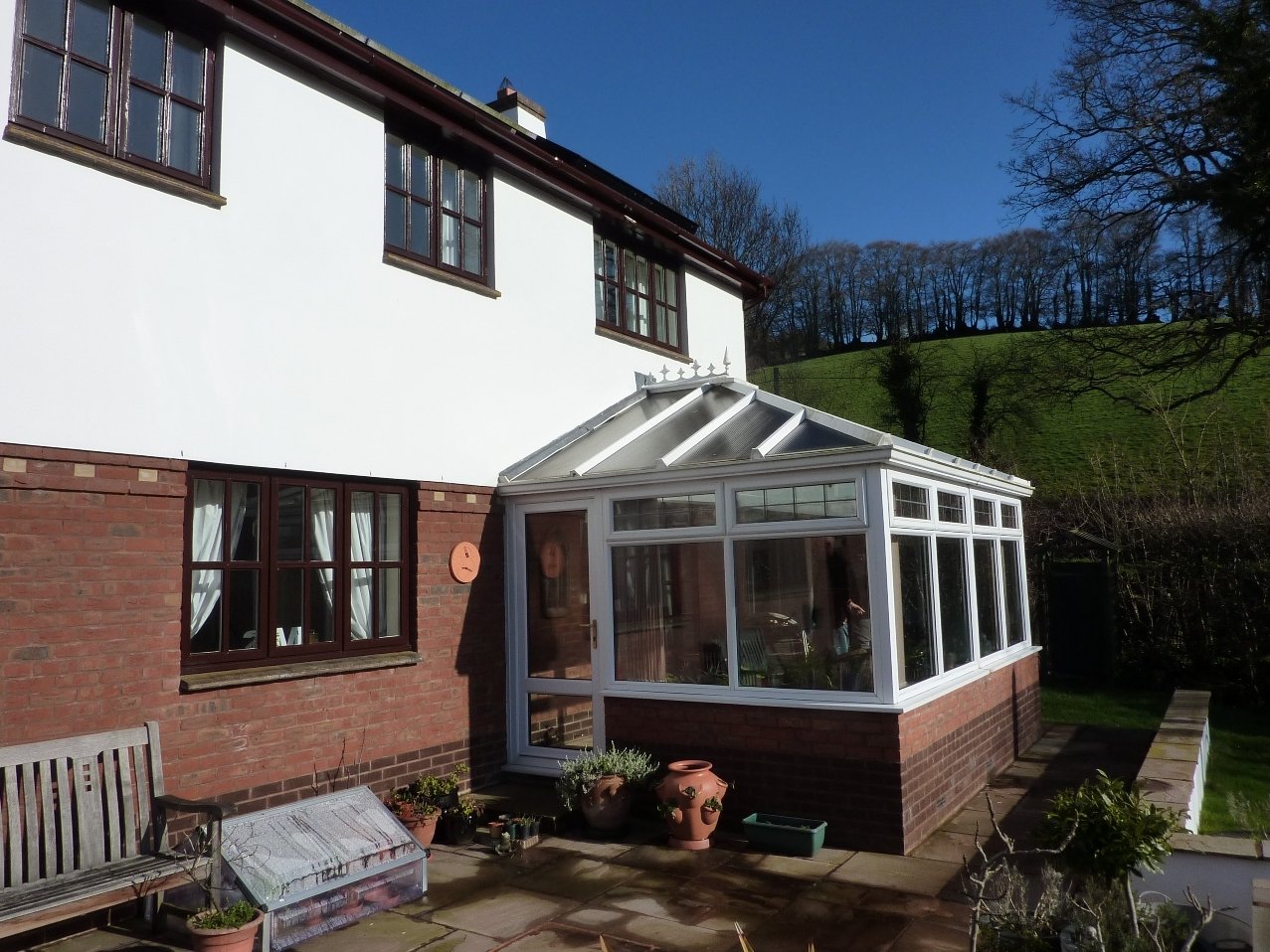 PVC gable fronted conservatory installation in Crediton, Exeter, Devon
