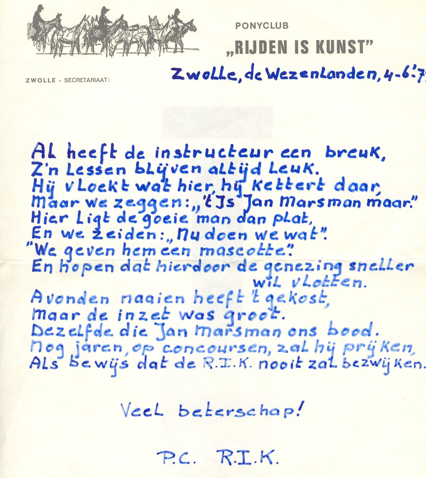 Landelijke Rijvereniging en Paardenclub Rijden Is Kunst