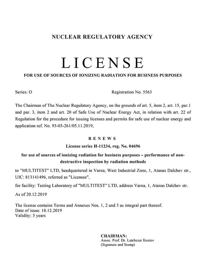 Certificates | Multitest Ltd