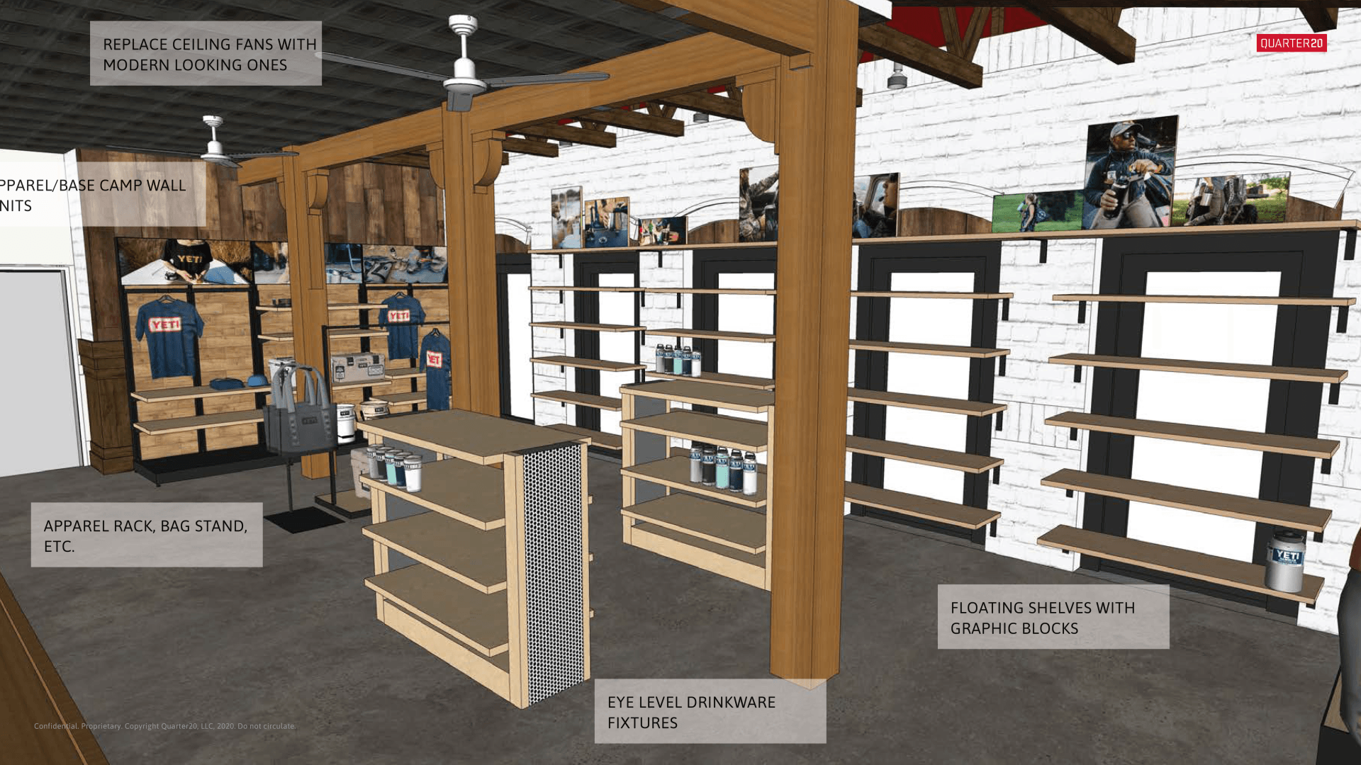 YETI retail interior design - High end experience design | Q20