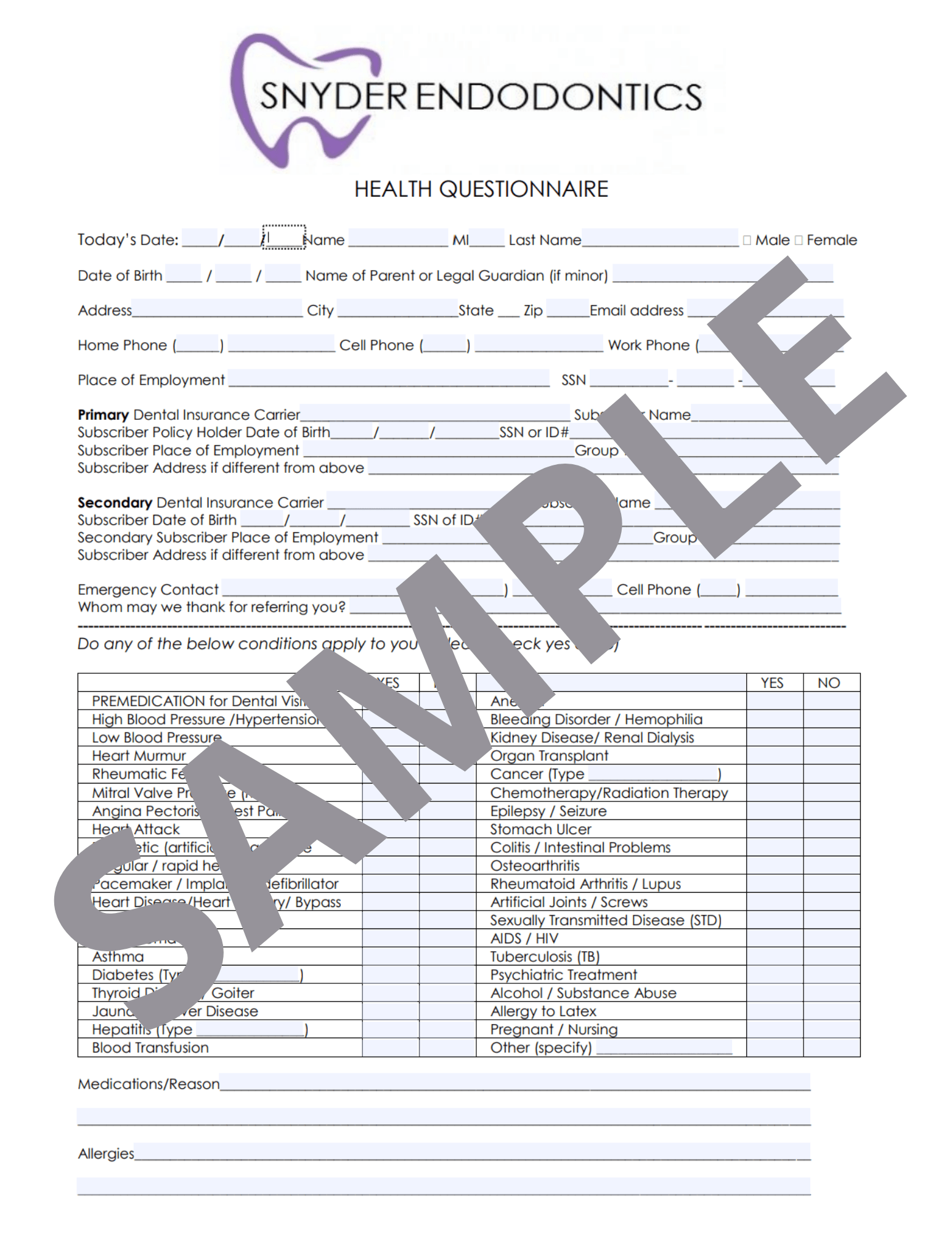New Patient Forms | Snyder Endodontics