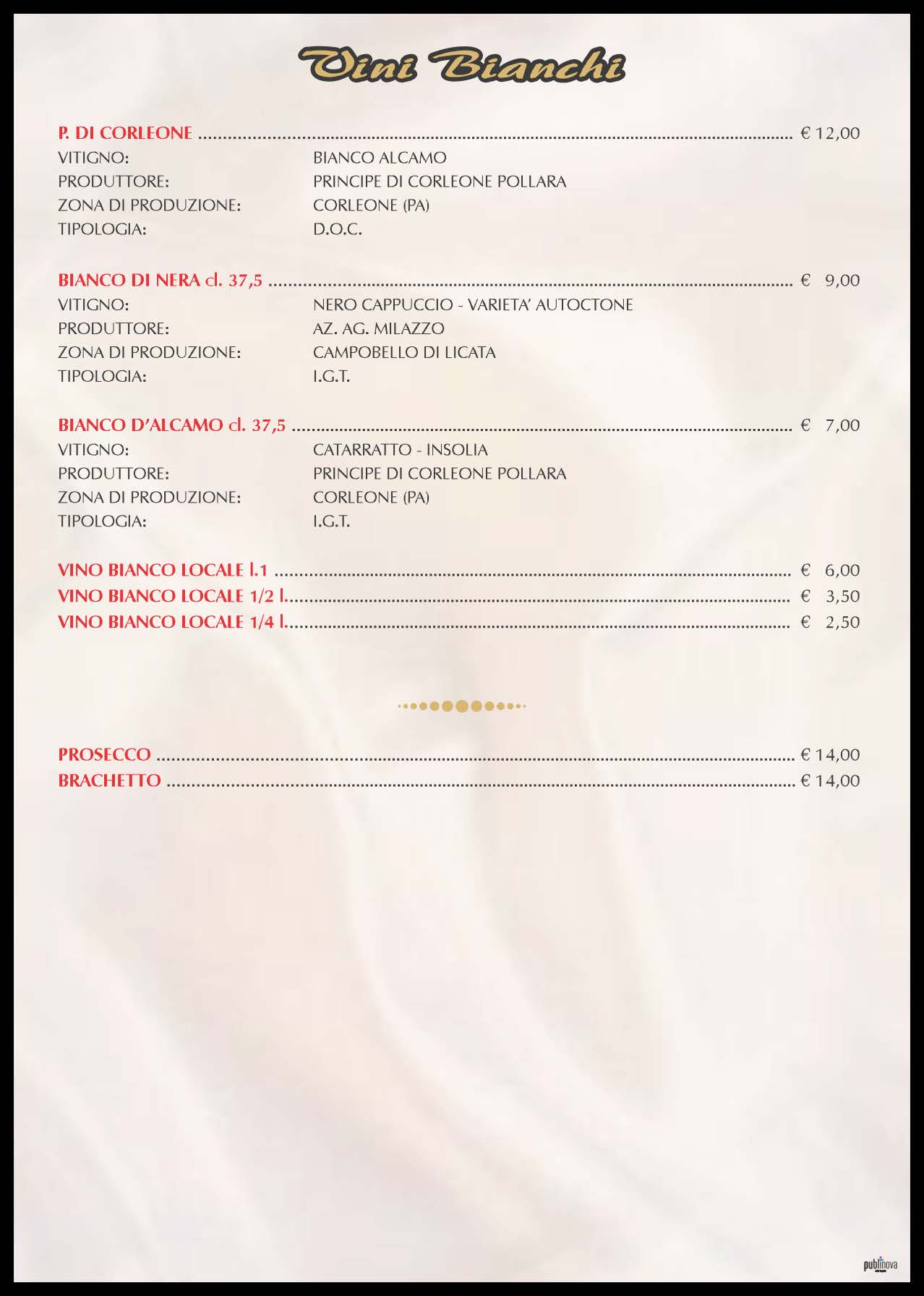 Ristorante cucina tipica mediterranea - Modica - La Contea - Menu