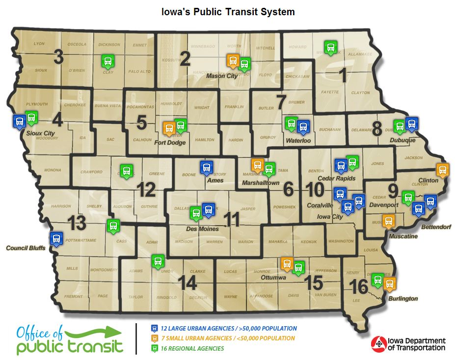IPTA Transit System Map | Iowa Public Transit Association | IA, USA