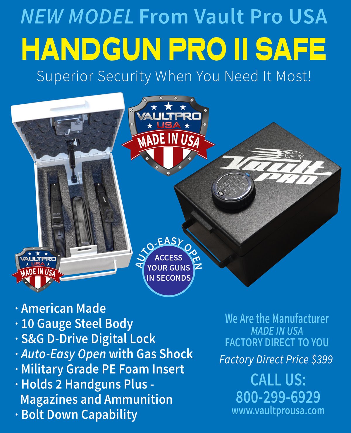 Handgun Safes Made in USA by Vault Pro