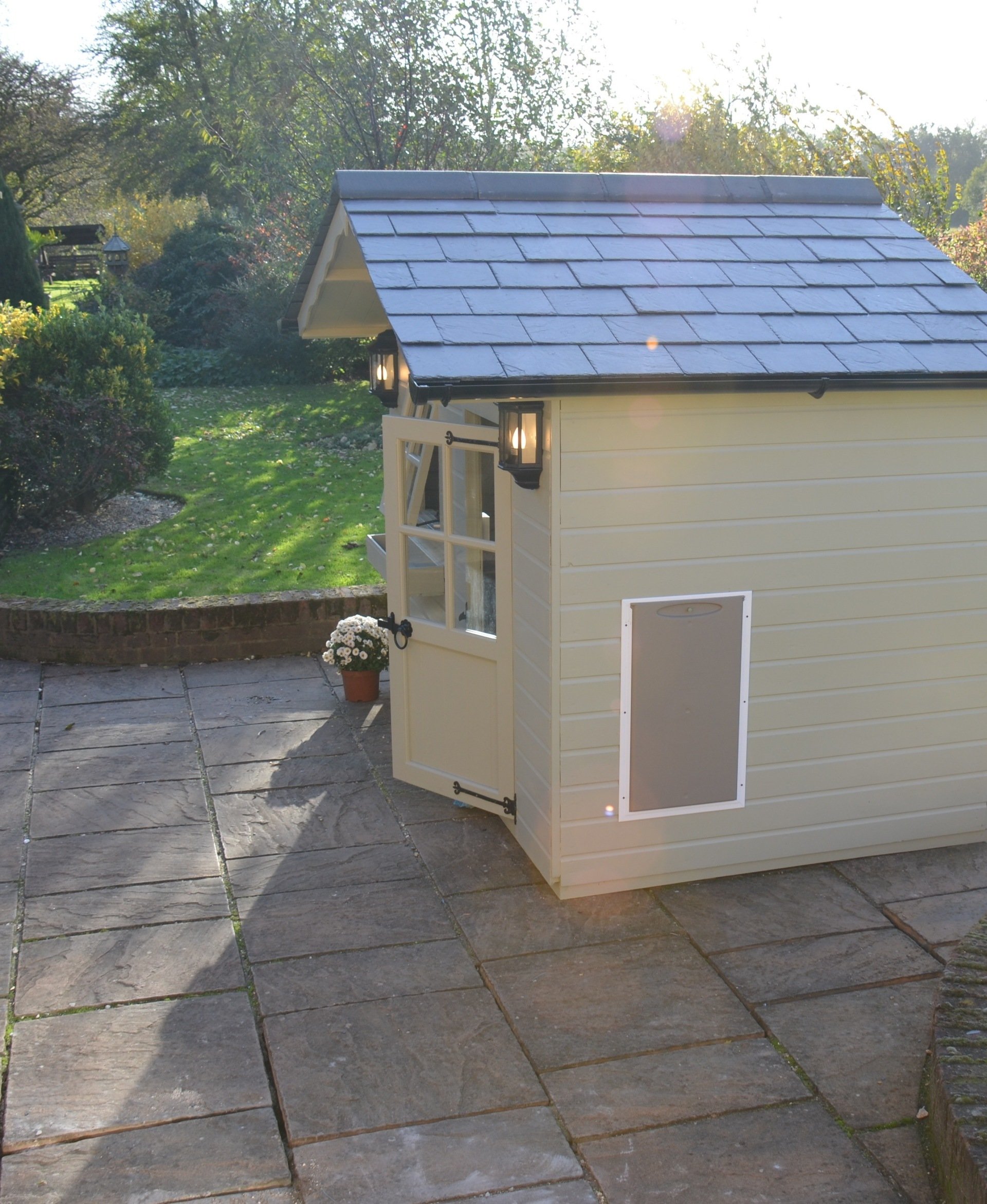 A selection of our beautiful, bespoke heated and lit dog cottages