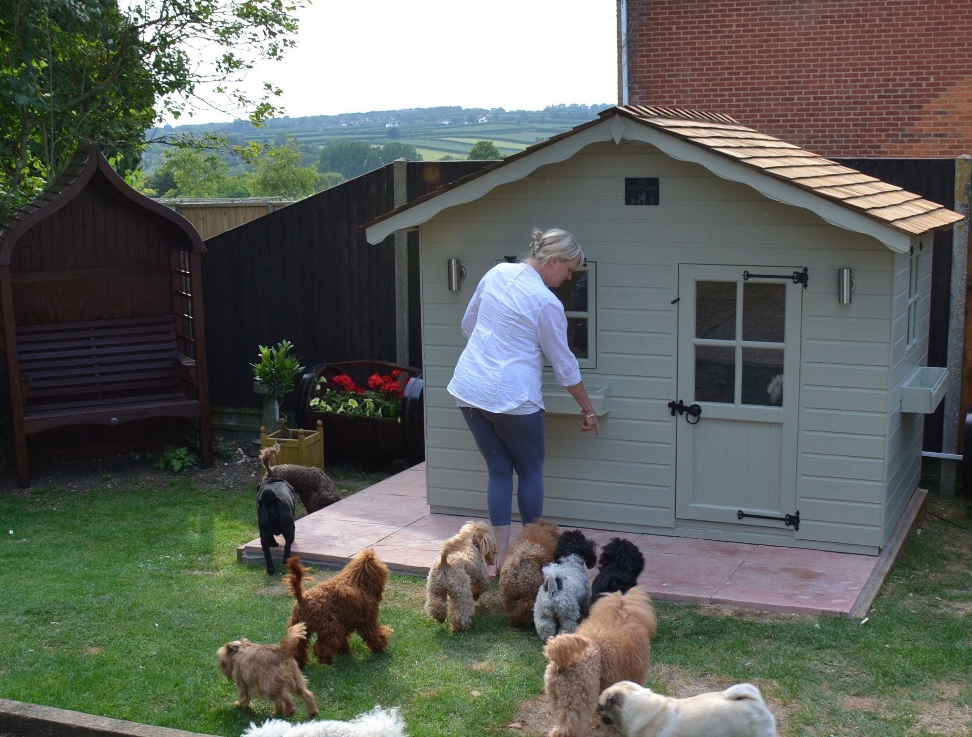 A selection of our beautiful, bespoke heated and lit dog cottages