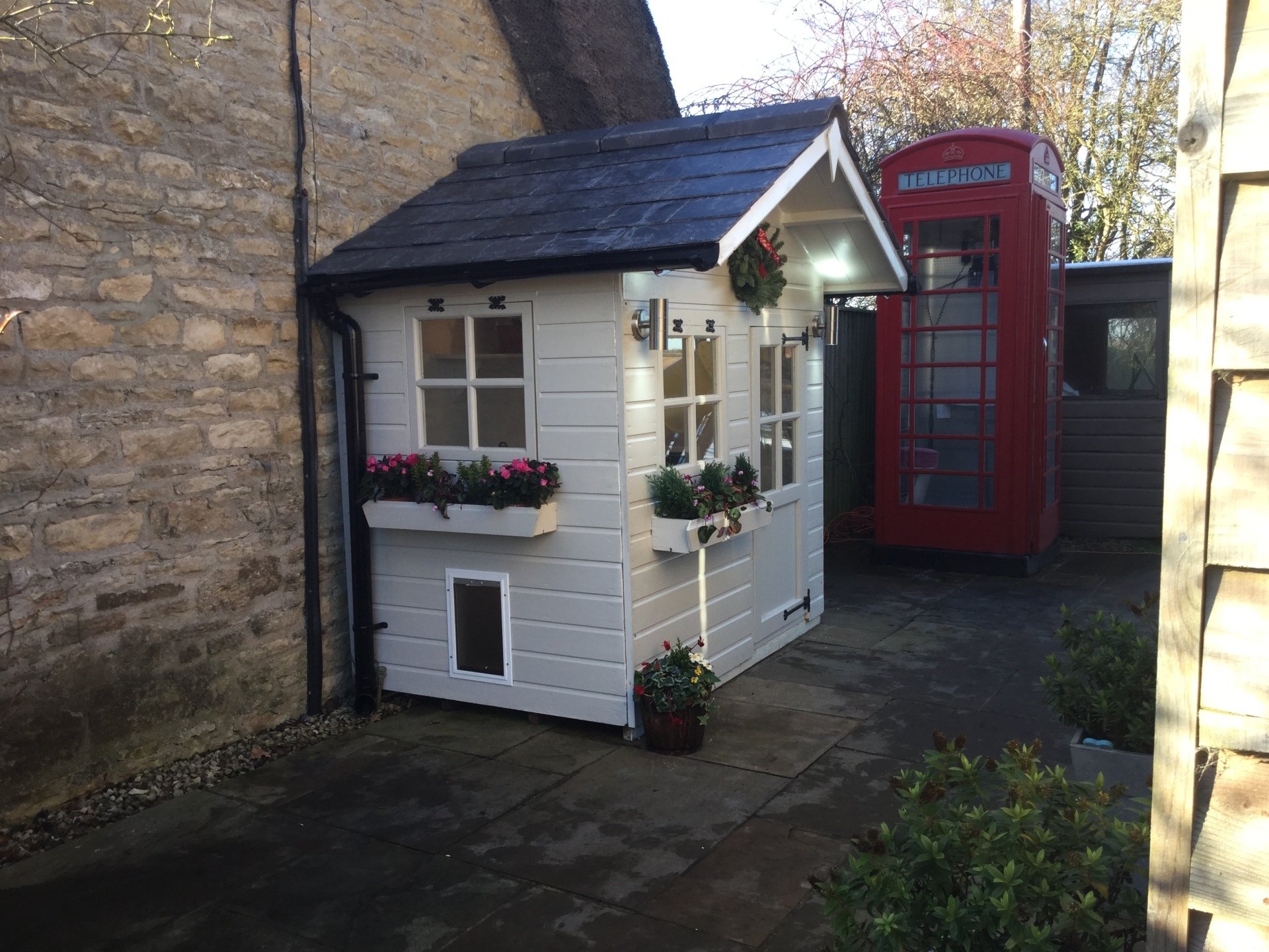 A selection of our beautiful, bespoke heated and lit dog cottages