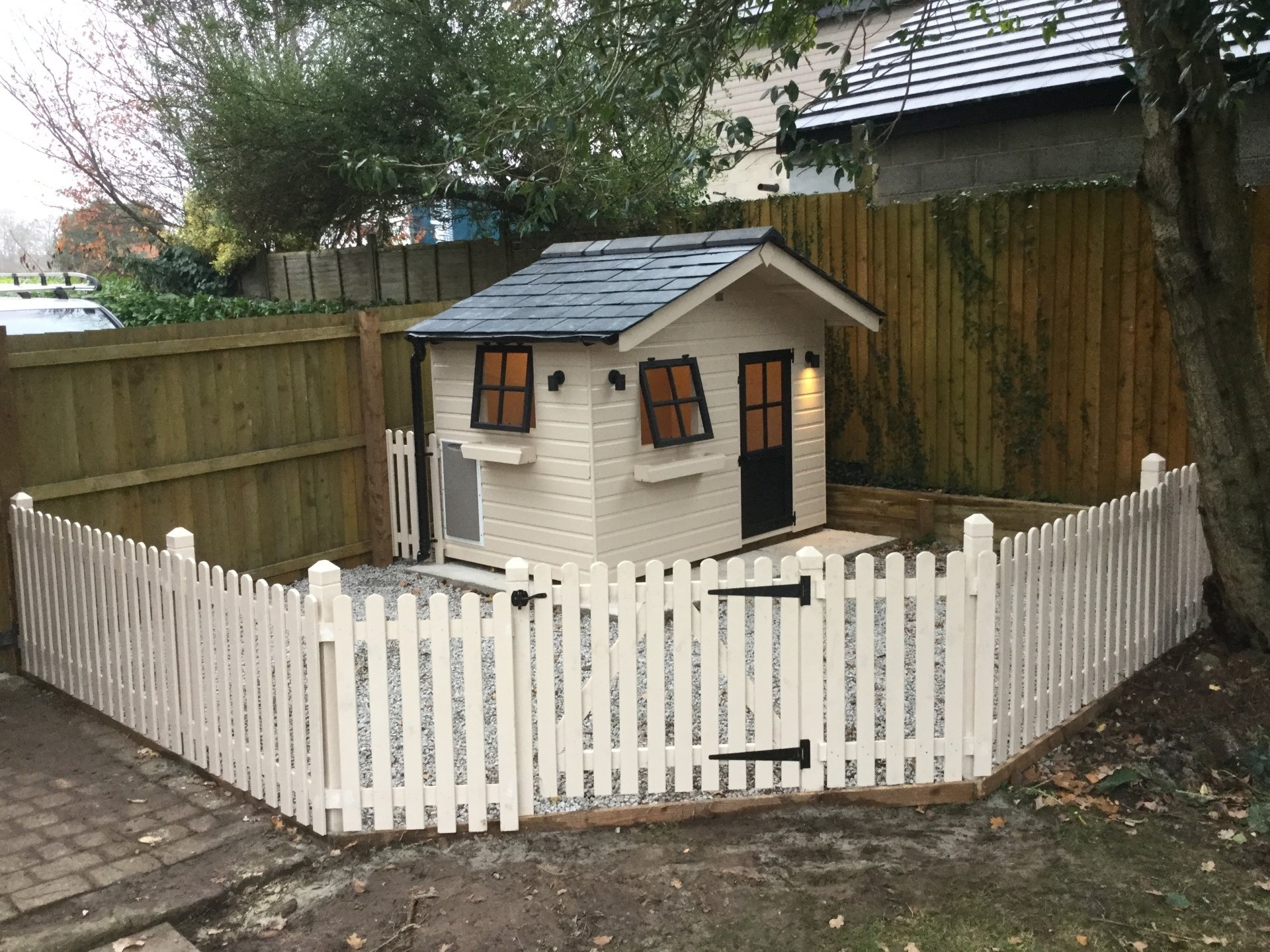 A selection of our beautiful, bespoke heated and lit dog cottages