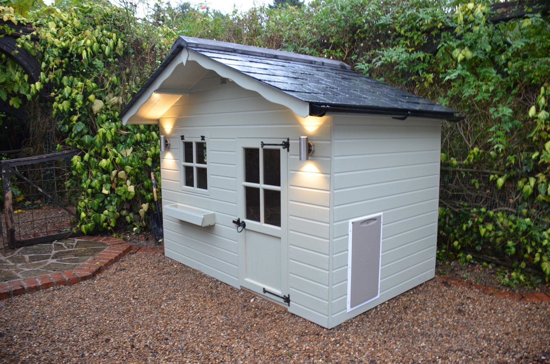 A selection of our beautiful, bespoke heated and lit dog cottages
