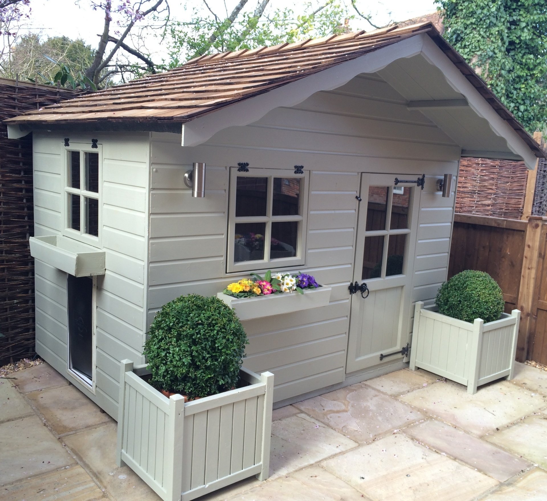 A selection of our beautiful, bespoke heated and lit dog cottages
