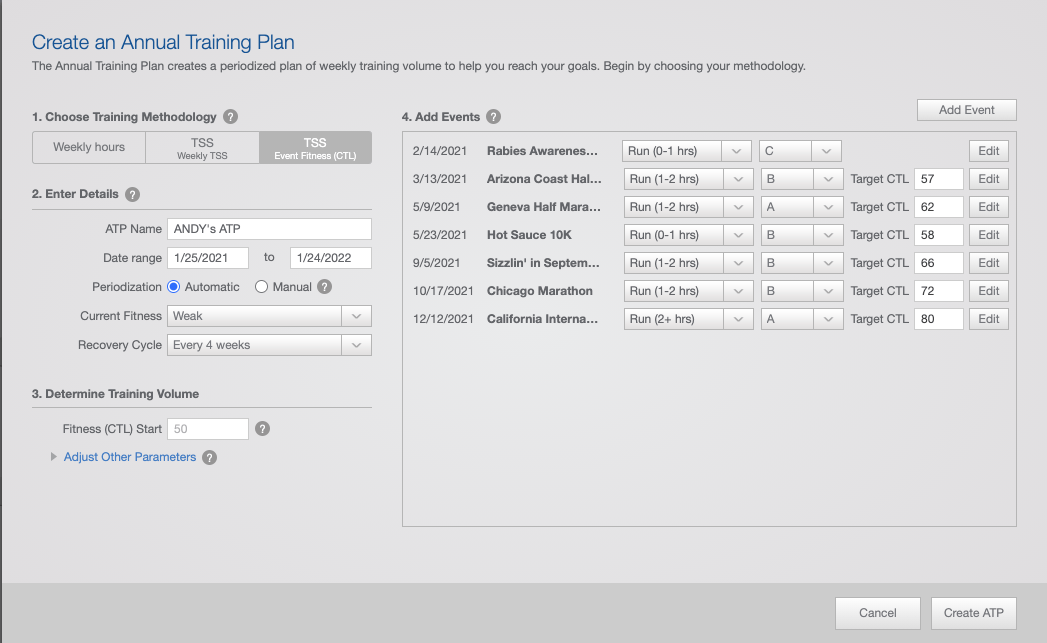 Basic ATP Planning in Training Peaks, tips