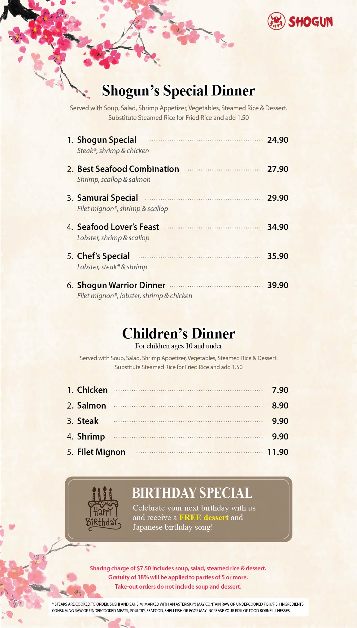 Shogun Lawrenceville ga dinner menu