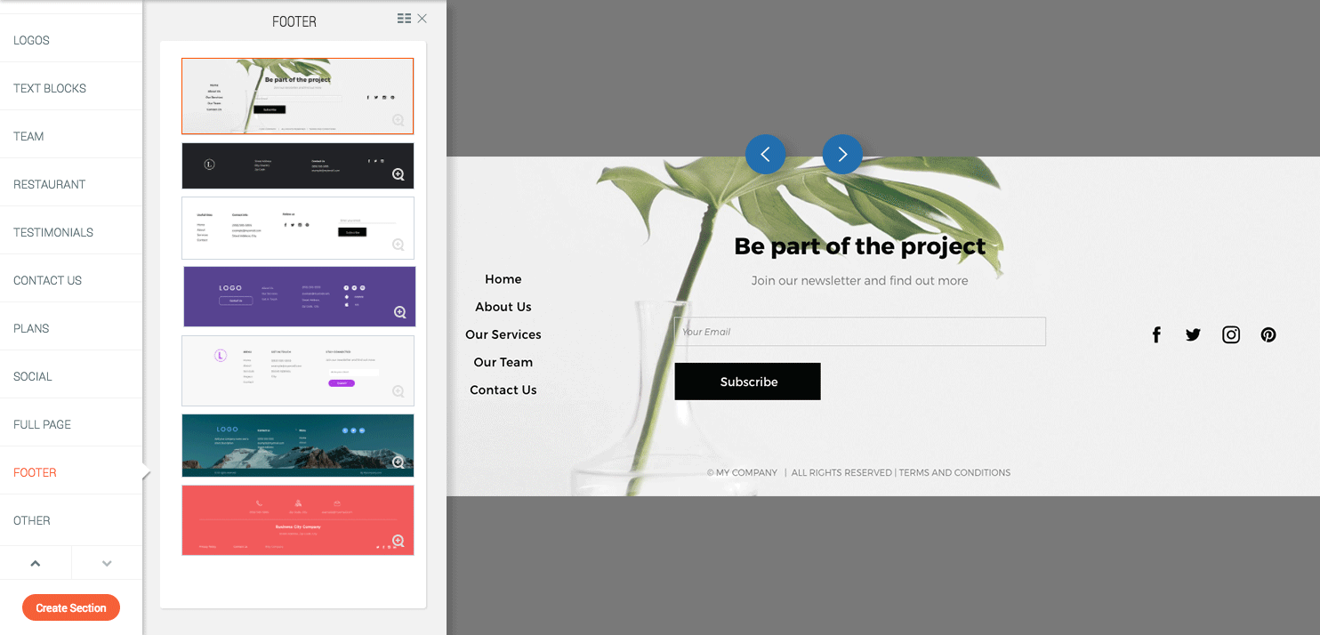 More New Sections - Footers
